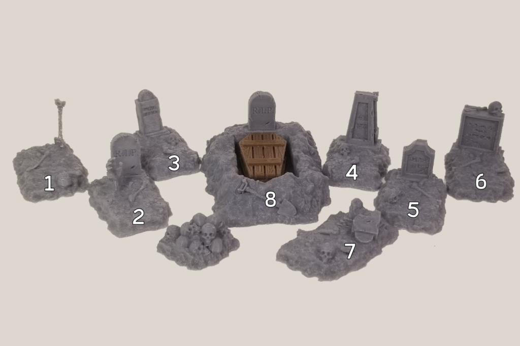 Grave Mounds – Cemetery – Headstones – Plastic Dungeon